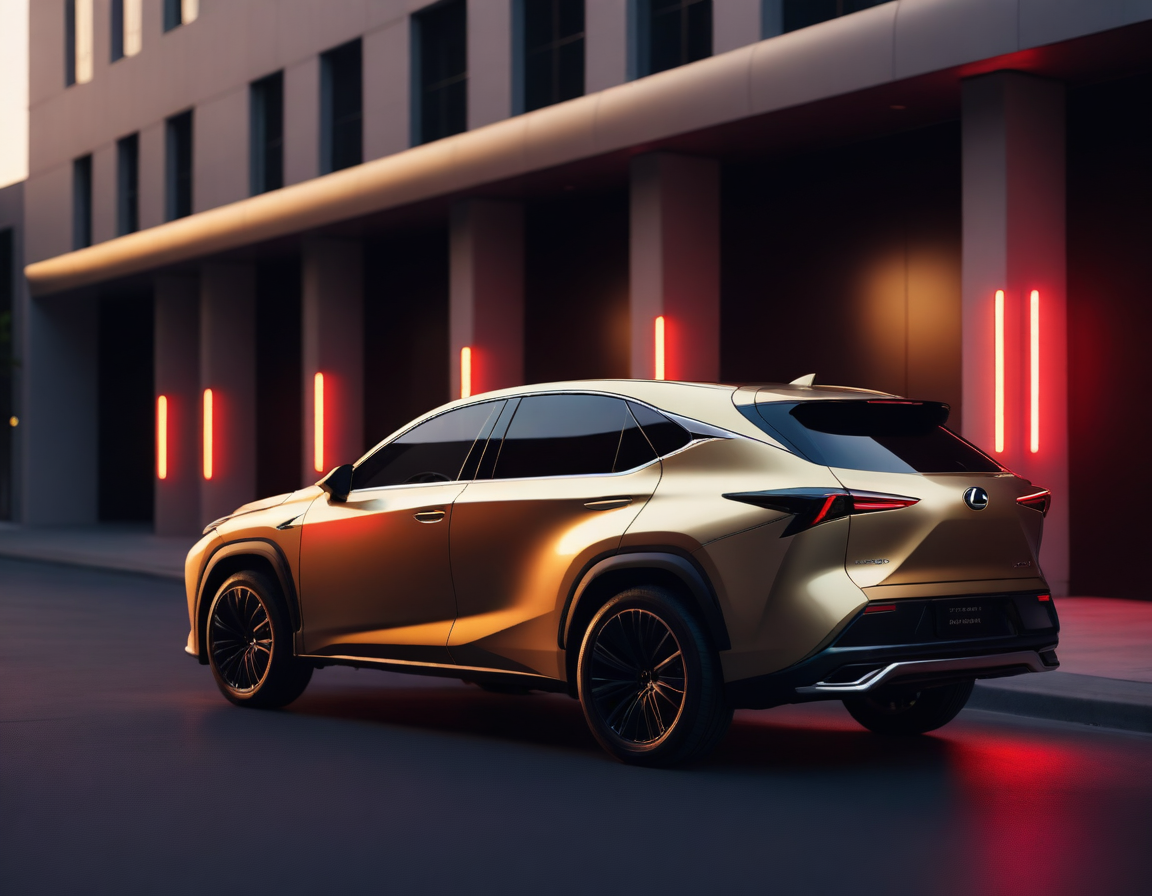 “A futuristic lexus model 30 car SUV with falcon wing doors parked in ...