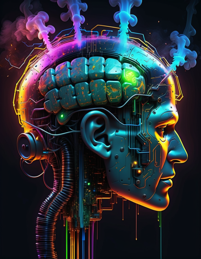 “Artificial brain made of electric circuits and python code, matrix ...