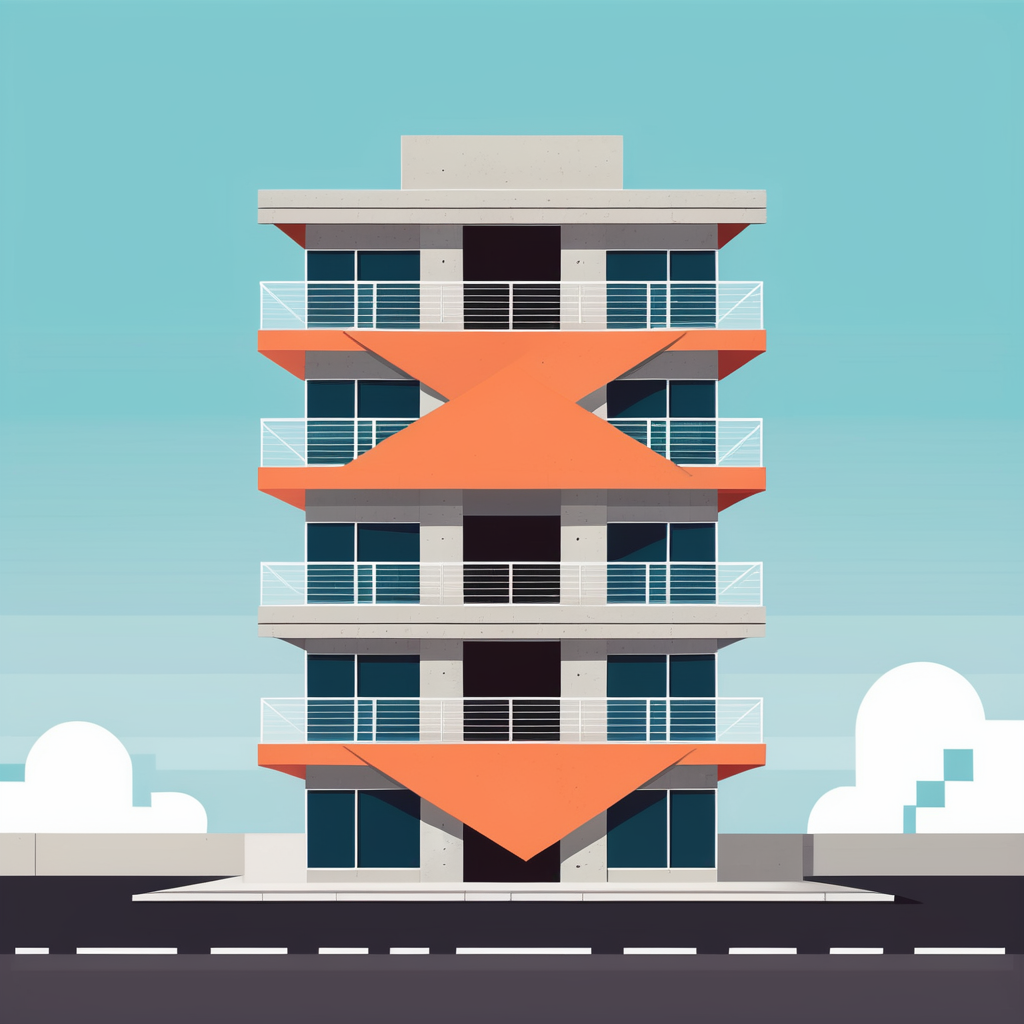 front elevation four story concrete building – Spring AI Studio