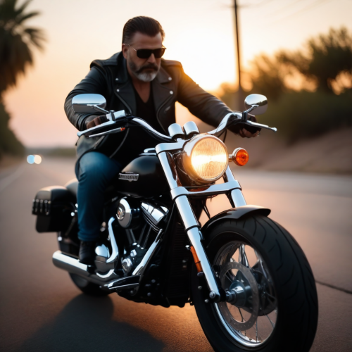 “picture ultra realistic biker on a harley davidson motorcycle on the ...