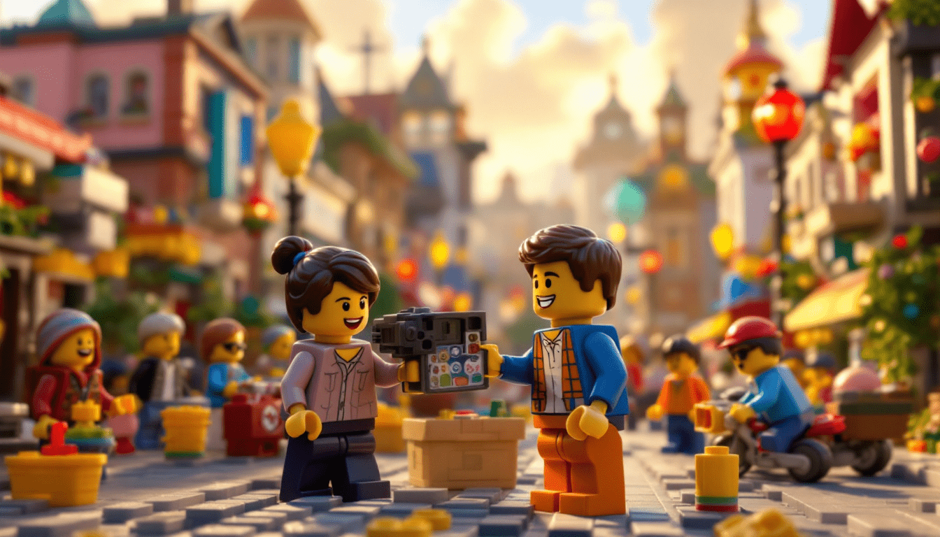 lego city scape with lego characters building blocks and houses with legos – Spring AI Studio