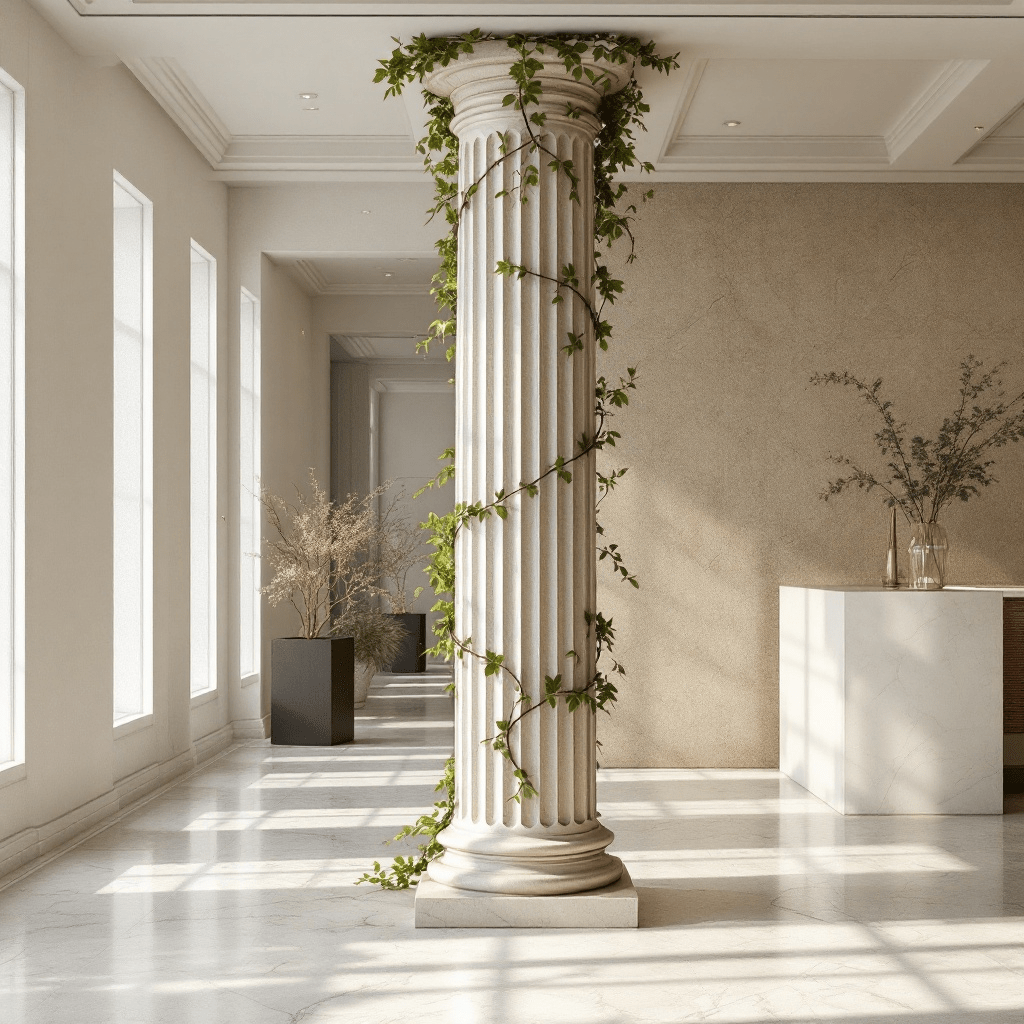 square fluted indoor column with vines – Spring AI Studio
